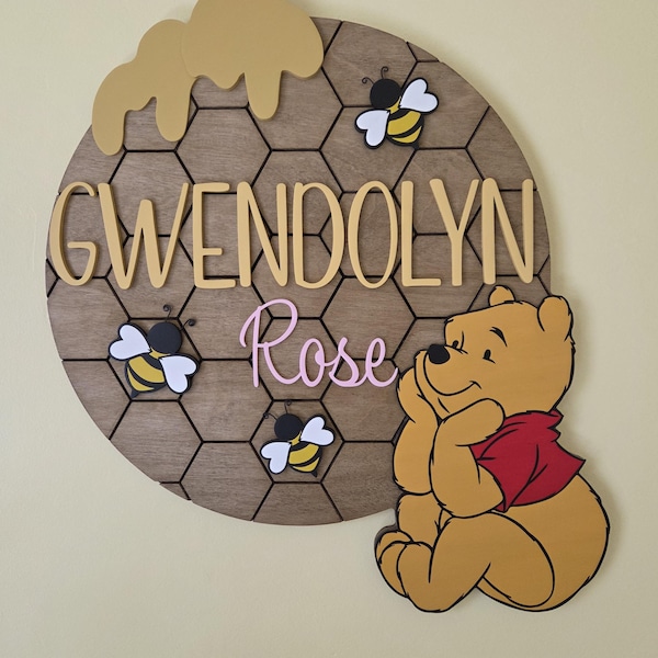 Winnie the Pooh, Pooh Bear, Nursery Name Sign, Wood Name Sign, Winnie ...