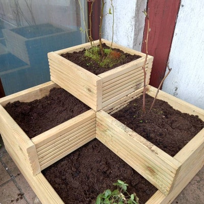 Wooden Garden Corner Planter 3 Tier Planter Timber Planter Summer ...