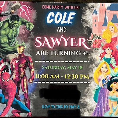 Joint Birthday Party Invitation Two Themes Sibling Birthday Invite ...