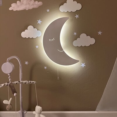 Baby Boy Nursery, Set of 3 Baby Night Light, Baby Room Light, Cloud ...