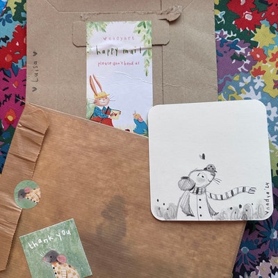 C44: Quokka Print Small Illustration Psloth Sleeping Ink Art Work ...