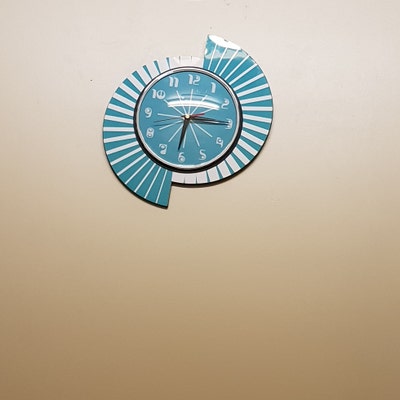 Colour Etched Lucite Formica Wall Clock From Royale Midcentury ...