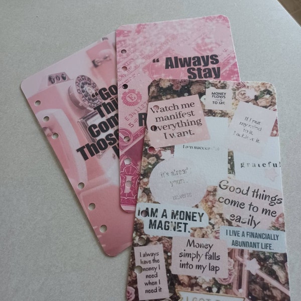 A6 Binder Bookmarks| Binder Bookmark Dashboards| Girly Pink Bow ...