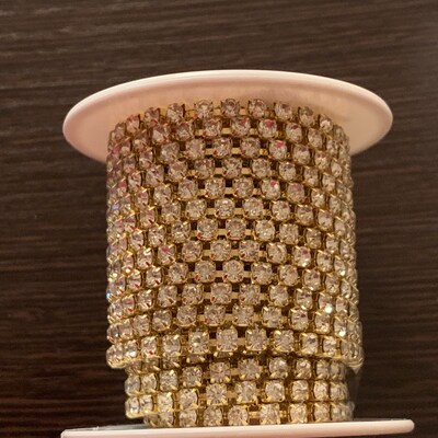 Gold / Silver / Rose Gold Rhinestone Chain by Yard With Clear Crystal ...