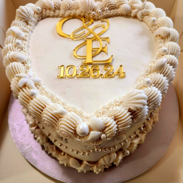 Wedding Initials Cake Charm Topper | Bold Letter Cake Topper | Wedding ...