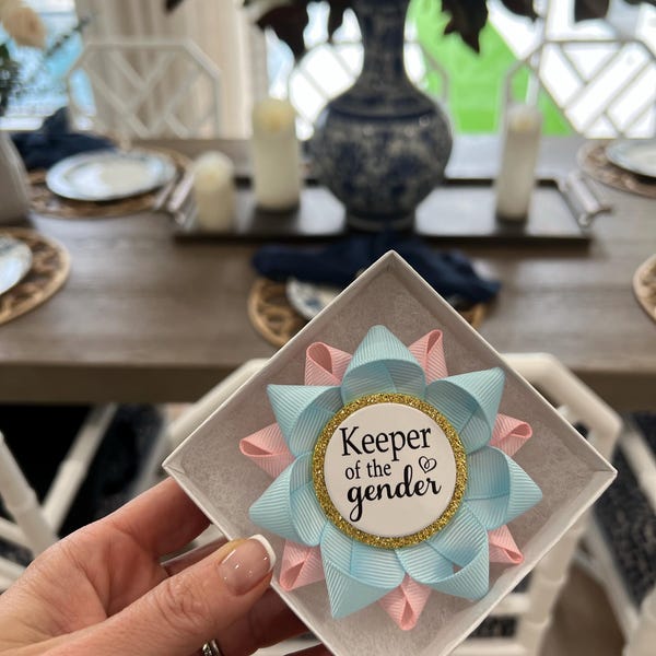 Gender Keeper Pin, Keeper of the Gender Pin, Pink and Blue Gender ...