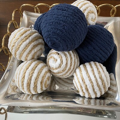 Navy Blue Decorative 4.5 Inch Ornament Yarn Balls, Wreath Attachments ...