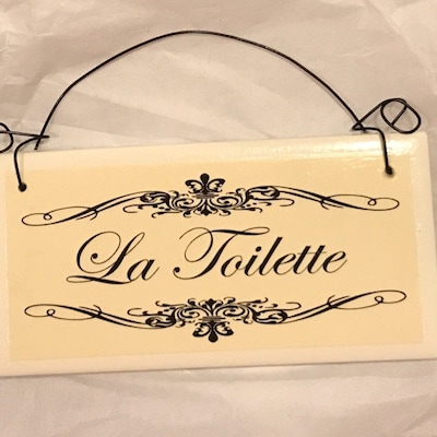 La Toilette French Bathroom Sign Paper Decoupaged on Tile - Etsy