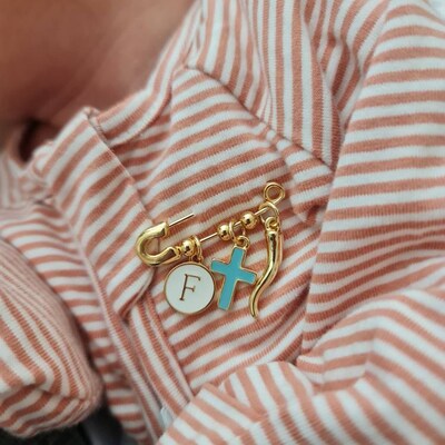 Personalized Italian Cornicello Gold Baby Pin Baby Brooch Baptism Pin ...