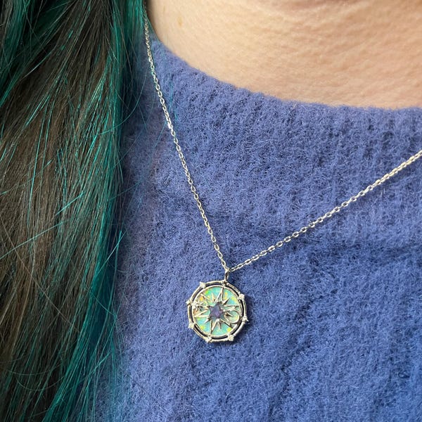 Vintage Pink Crystal Star Pendant Necklace Yellow Gold North Star ...