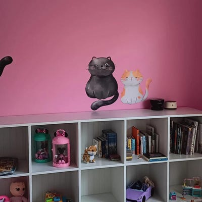 Cute Cat Wall Decal, Cat Decal for Nursery, Kids Room Decal, Cute ...