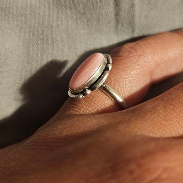 Oval Pink Conch Shell Ring/sterling Silver Queen Conch Shell Ring/conch ...
