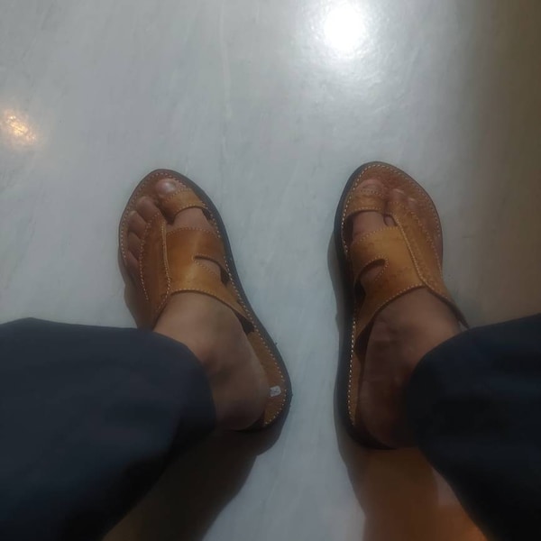 Genuine Leather Sandal, Genuine Leather Thongs, 100% Handmade Natural Leather Sandal ...