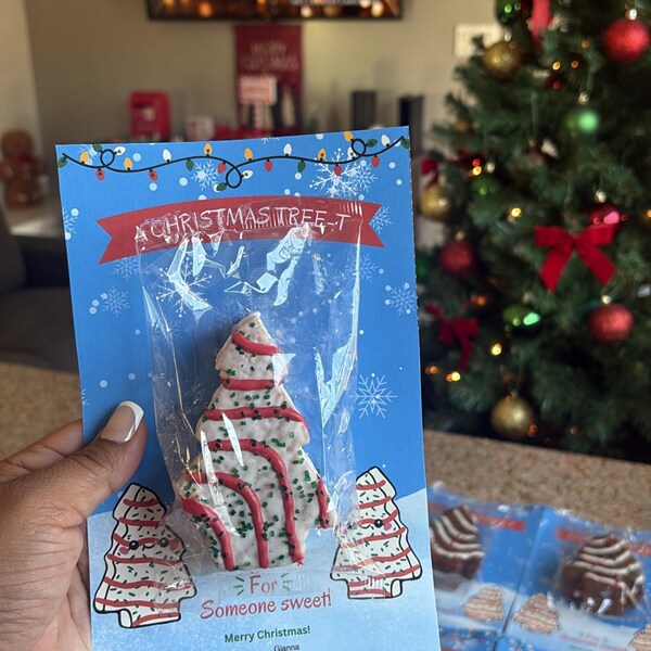Christmas Tree Cake Gift Tag Printable, Holiday Treat Bag Tag ...