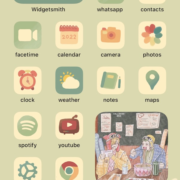 Cute Retro Hand Drawn Ios & Android App Icons | Home Screen Set ...