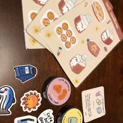 Cute Eukaryotic Cell Culture Sticker Sheet Kawaii Science Planner ...
