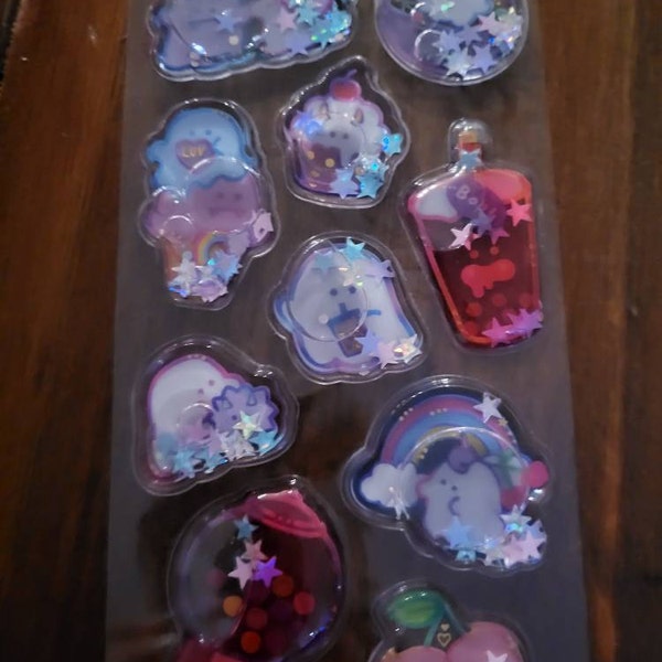 Sea Creature Shaker Liquid Stickers, Filled With Water, Confetti and ...