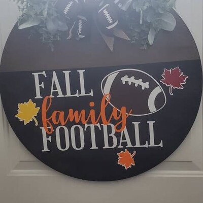 Fall Front Door Decor Fall Door Hanger Fall Family Football Fall Door ...