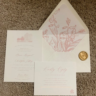 PRINTED Venue Illustration Save the Date, Save the Date, Venue ...