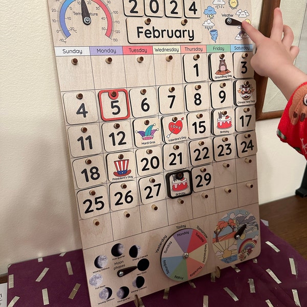 Montessori Calendar for Kids, Wooden Calendar, Homeschool Calendar ...
