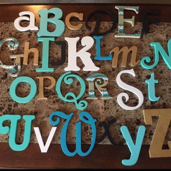 Random Alphabet Set Unfinished Wooden Letters Wall Decor - A Through Z ...