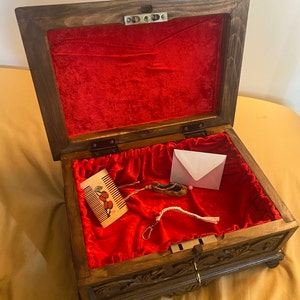 Secret Lock Wooden Box, Carved Wooden Chest, Wooden Locking Box, Wooden ...