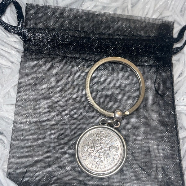 1965 British Lucky Sixpence Coin Keyring Keychain UK 60th Birthday Gift ...