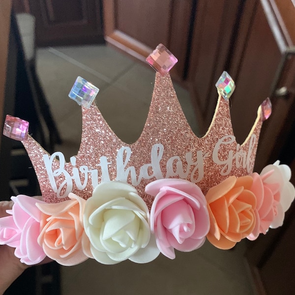 Birthday Crown, Birthday Girl Crown, Flowers Crown Headband ...