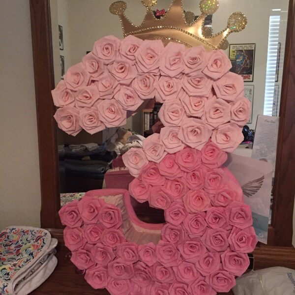 Number 3 Piñata ,gold and Pink Pinata, Gold Party, Number Pinata ...