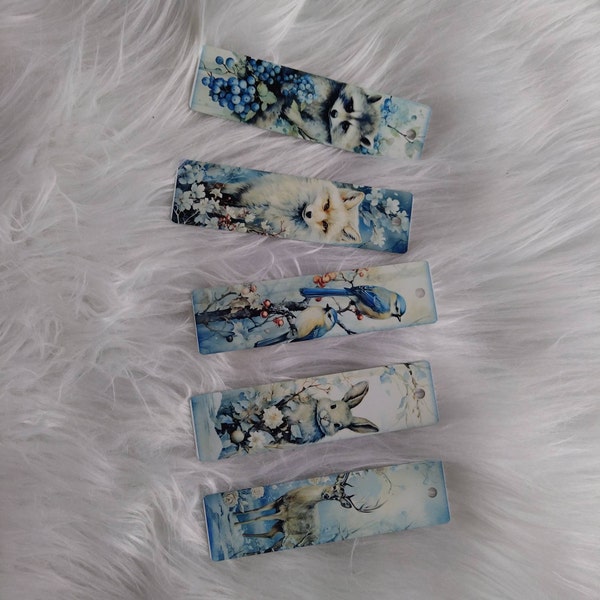 Winter Animals Bookmark, Snowly Landscape, Watercolor Digital Sheets ...