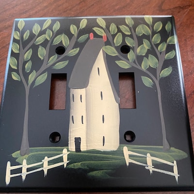 Light Switch Plate Covers Primitive Black With Saltbox and Colonials ...