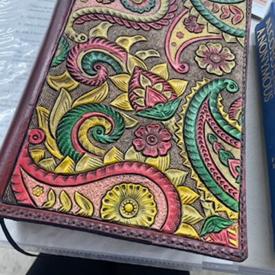 Hard Back Leather Paisley Book Cover - Etsy
