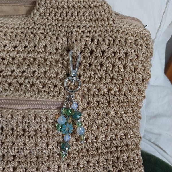Gemstone Purse Charm - Beaded Bag Charm, Artisan Charm Clips, Beaded ...