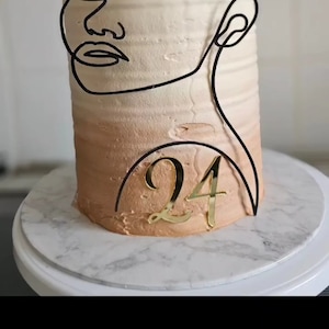 Line Silhouette Cake Topper Line Art Ladies Hands and Mouth ...