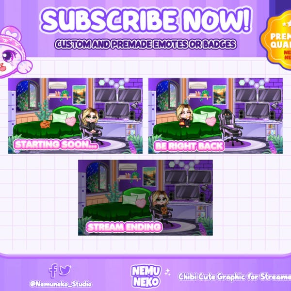 Custom Animated Chibi Cute Stream Screen for Your Twitch/youtube or ...