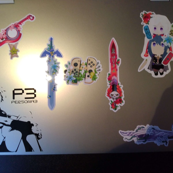 Floral Video Game Sword Waterproof Vinyl Stickers - Botw/totk, Fe3h ...