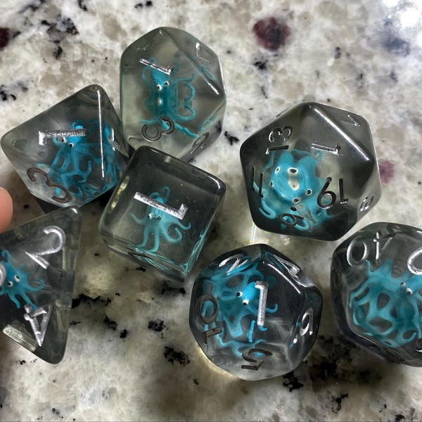 Swan Dnd Dice Set 7-piece Resin Dice Black Bird Dungeons and Dragons ...