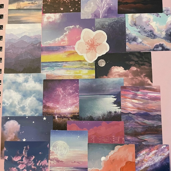 Painting Scenery Stickers Nature Cloud Sky & Star || Collage Journal ...