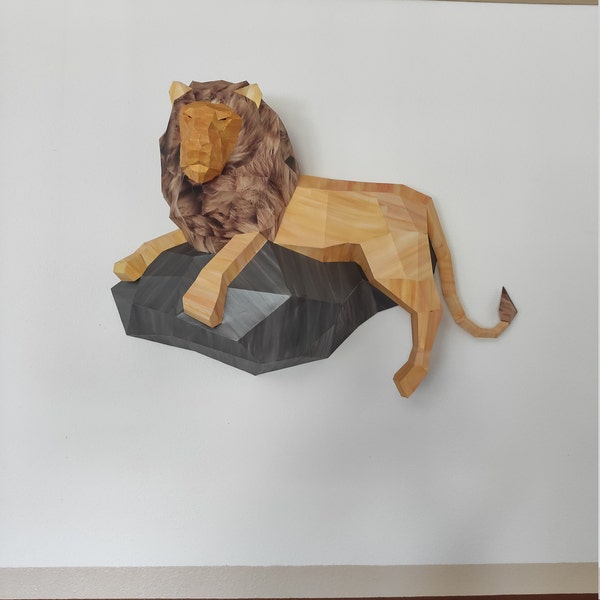 Papercraft Lion, 3D Paper Model, PDF Paper Craft Template, Low Poly Leo ...