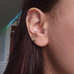 14K Solid Gold Triple Chain Attachment, Double Chain Piercing, Loop ...