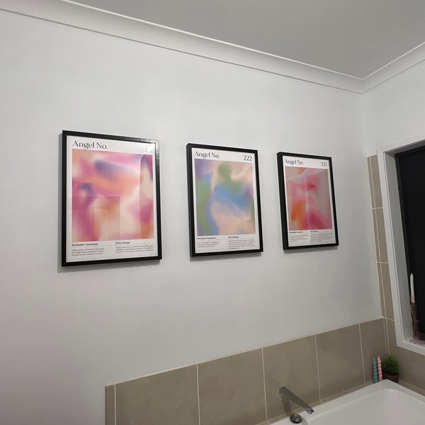 Angel Numbers Poster Print Set, Aura Poster Print, Trendy Preppy Wall ...