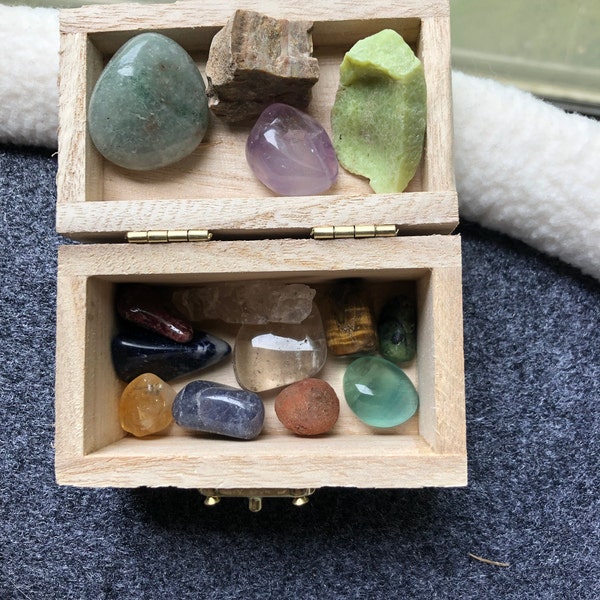 Crystal Box Various Crystals Aligned Personalized Box, Mix of Natural ...