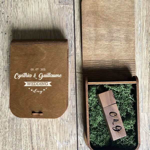 Wooden USB Flash Drive and USB Presentation Box | Wedding USB Box With ...