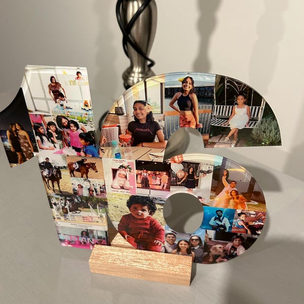 Acrylic Photo Number, Photo Collage, Birthday Gift, Photo Gift, Photo ...