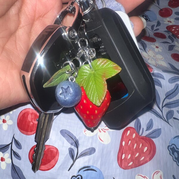 Handmade Big Blueberry Keychain, Blueberry Bag Charm, Berry Purse Charm ...