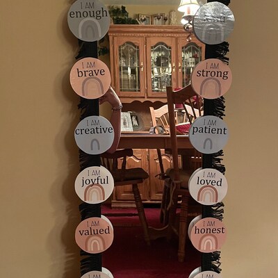 BOHO RAINBOW Affirmation Station Positive Affirmations Mirror Display ...