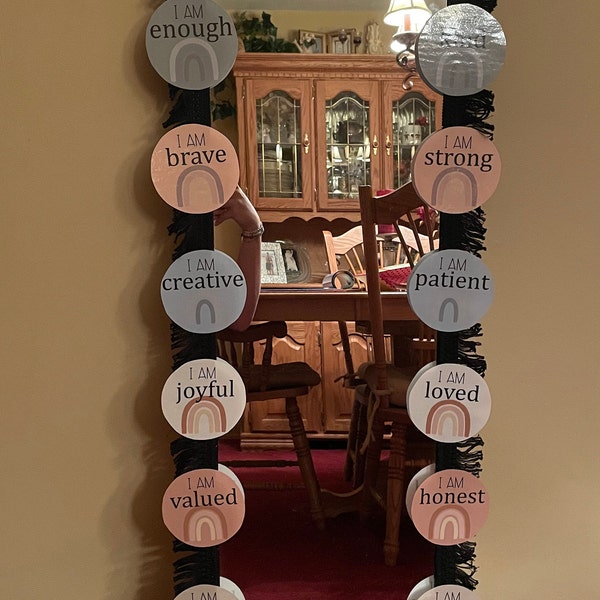 BOHO RAINBOW Affirmation Station | Positive Affirmations Mirror Display ...