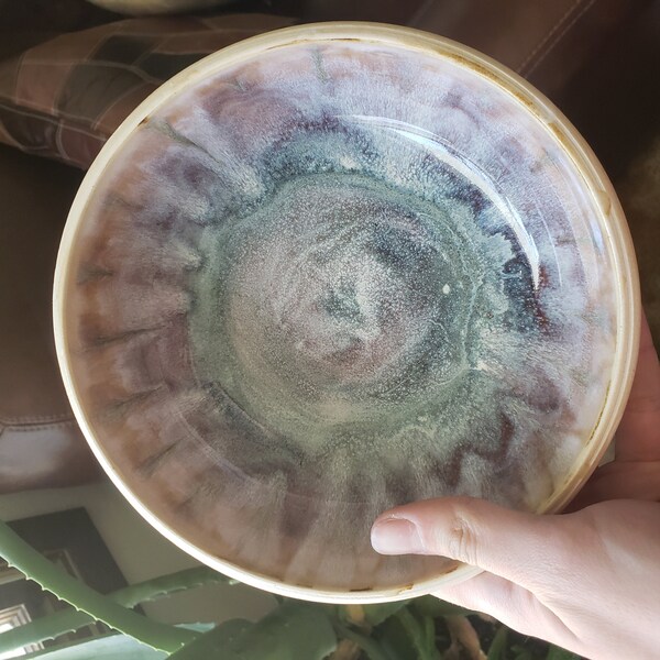 Extra Tall Floral Vase Organic Lip Turquoise Glaze, Gold Gilding Large ...