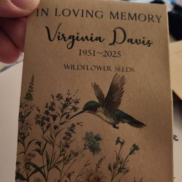 RUSH Hummingbird Memorial Favors, in Loving Memory Wildflower Seed ...
