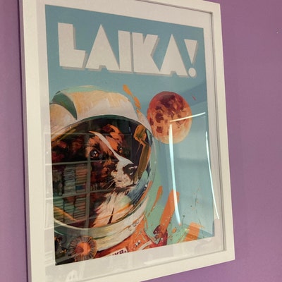 Laika Space Poster Lunar Astronaut Framed Sci Fi Fine Wall Art Print of ...
